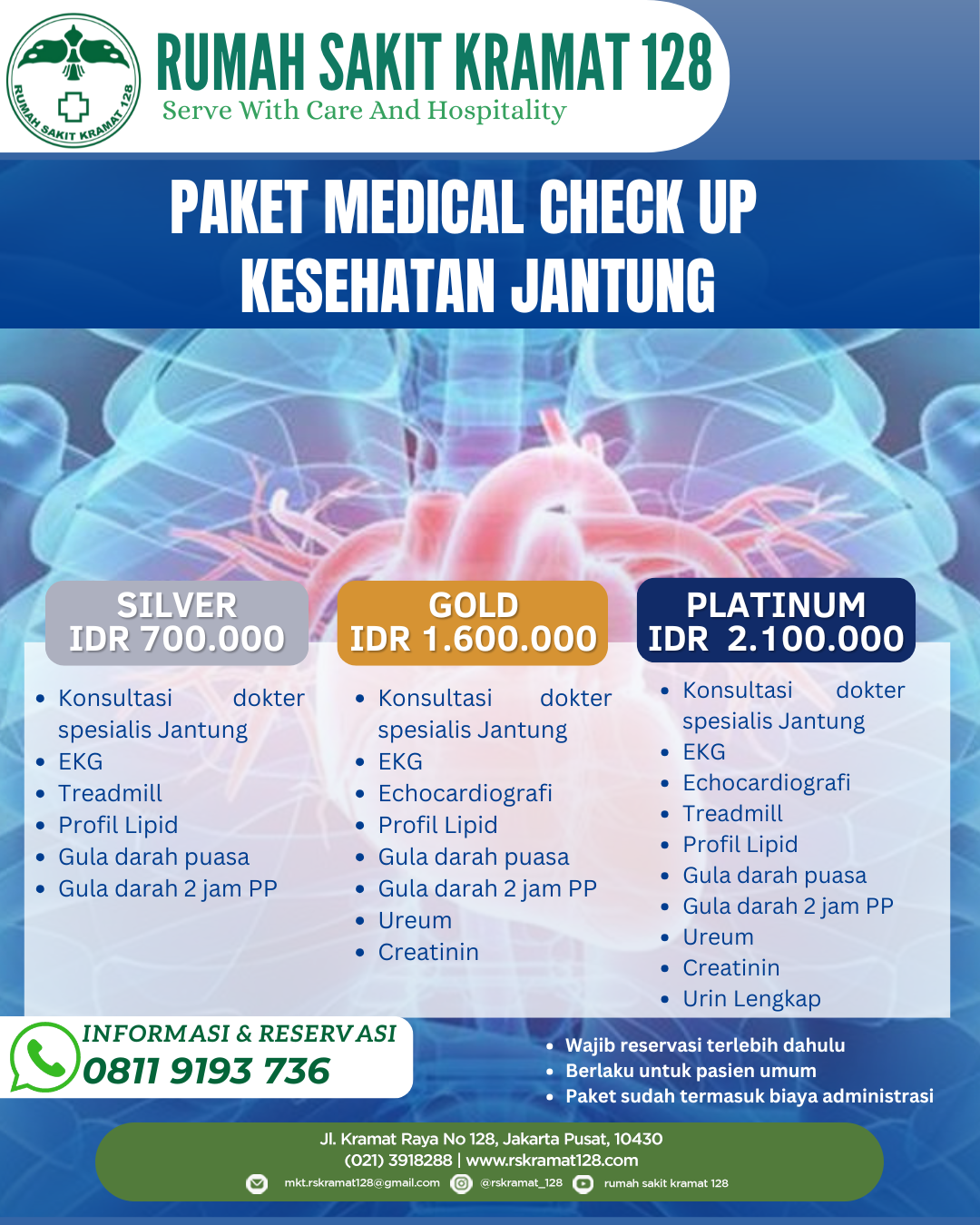 PAKET MEDICAL CHECK UP KESEHATAN JANTUNG – RS Kramat 128